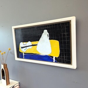 1991 Modern Original Abstract Still Life Oil Painting -"white, Yellow ...