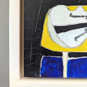 1991 Modern Original Abstract Still Life Oil Painting -"white, Yellow ...