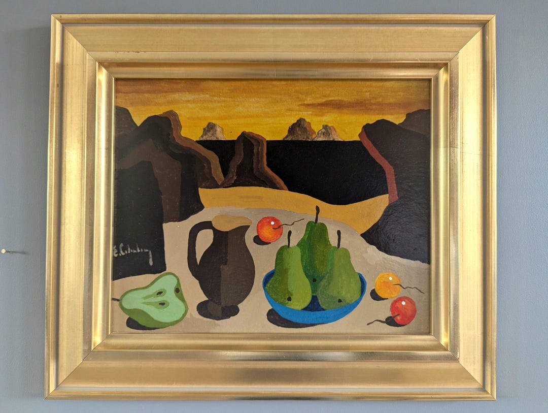Mid-century Modern Mini Still Life Tempera Painting - 'surrealist Still ...