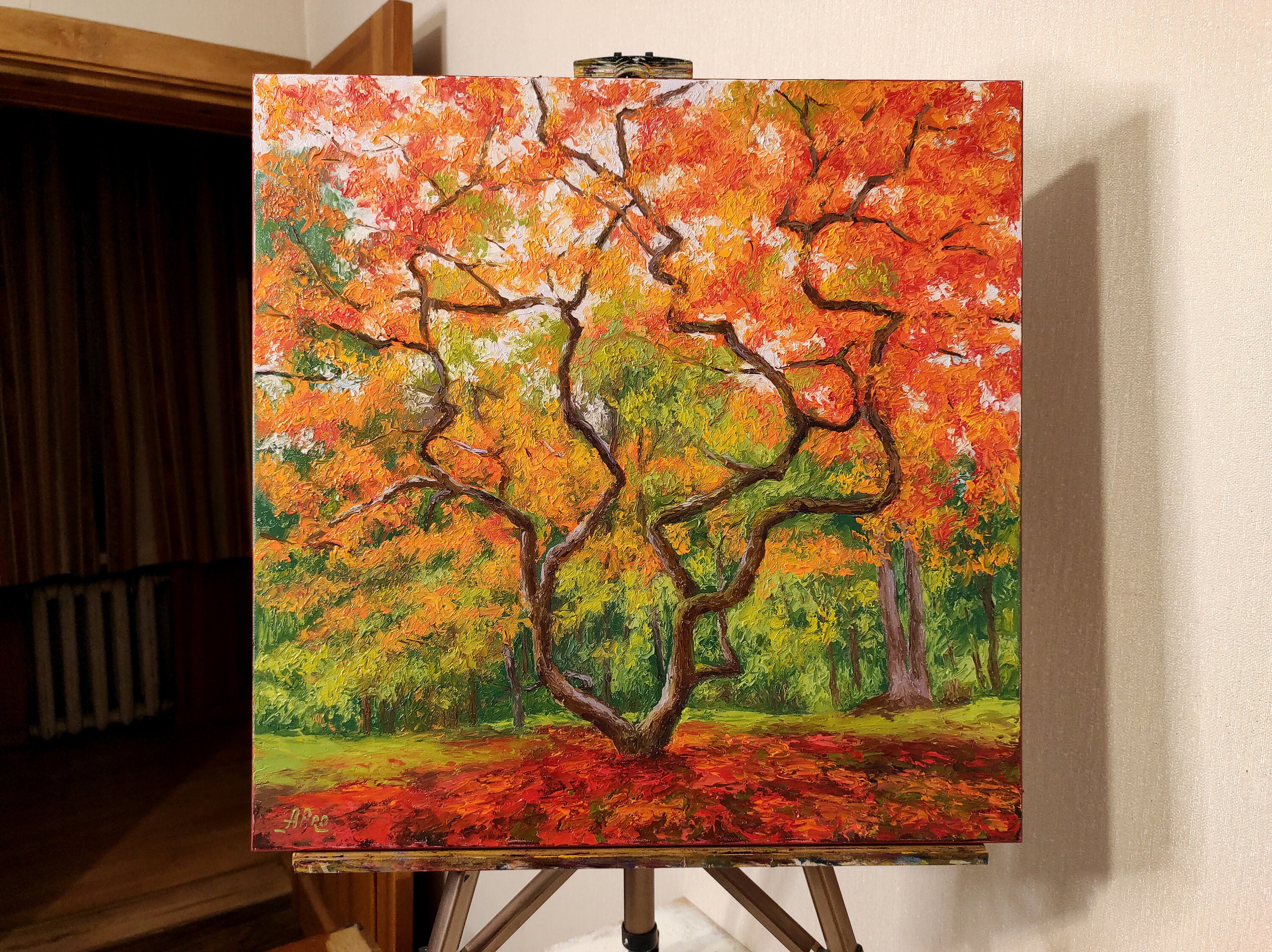 Maple Tree Painting Original Art Landscape Oil Painting Red Maple Tree ...
