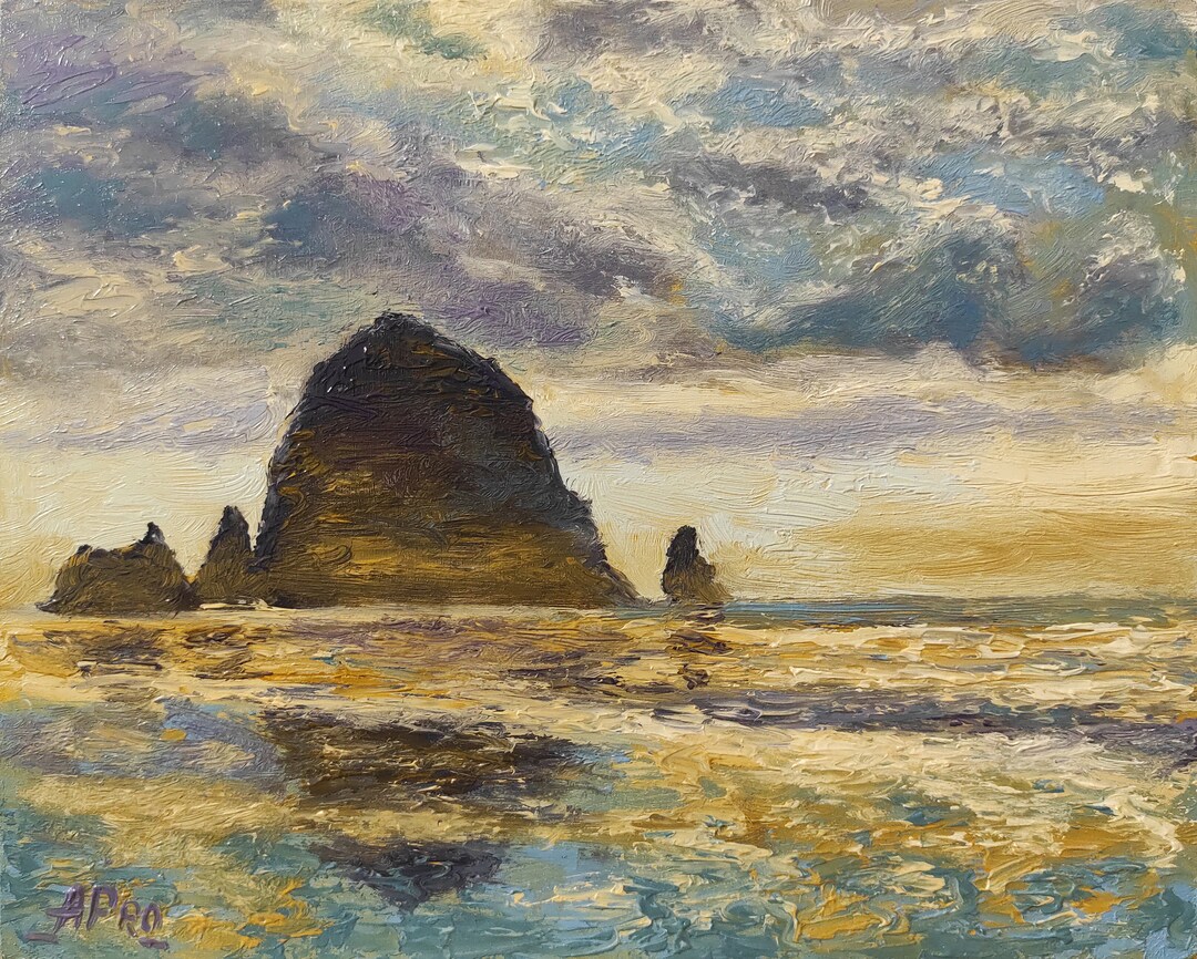 Oregon Coast Painting Original Artwork Oregon Beach Wall Art Landscape ...