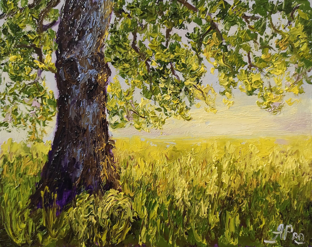 Oak Tree Painting Original Artwork Oak Tree Wall Art Landscape Oil ...