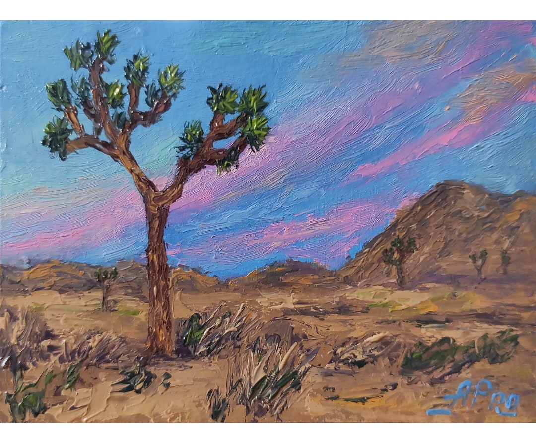 Joshua Tree Painting Original Artwork Small Landscape Oil Painting ...
