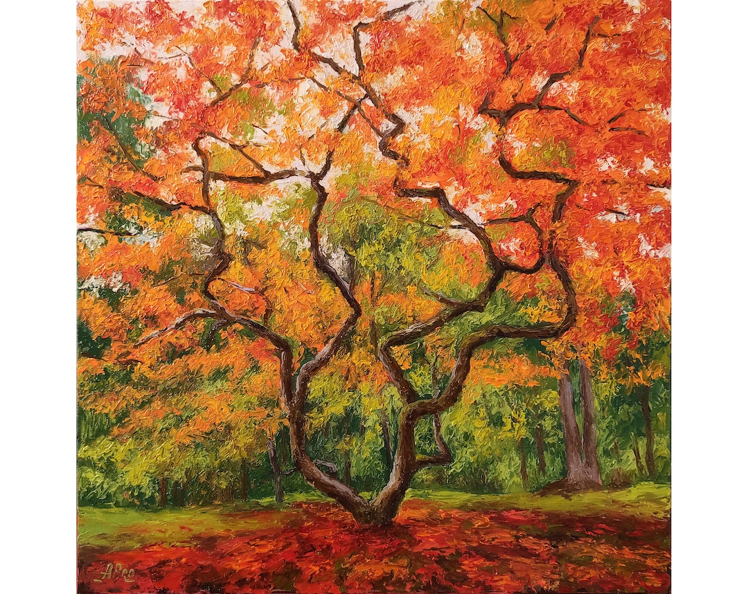 Maple Tree Painting Original Art Landscape Oil Painting Red Maple Tree ...