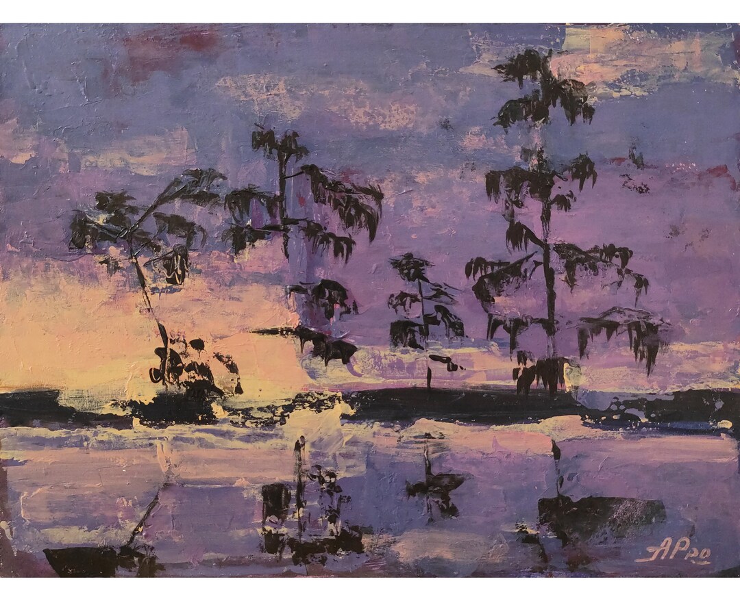 Louisiana Swamp Painting Original Artwork Cypress Tree Art Abstract ...