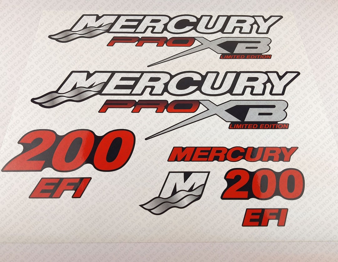 Mercury 200 HP Pro XB Limited Edition Outboard Engine Decals Sticker ...