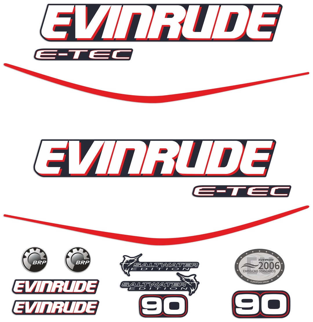 Evinrude 90HP E-tec Outboard Engine Decals Sticker Set Reproduction - Etsy