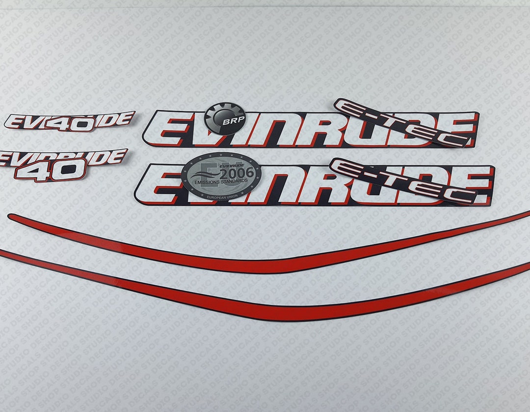 Evinrude 40HP E-tec Outboard Engine Decals Sticker Set Reproduction - Etsy