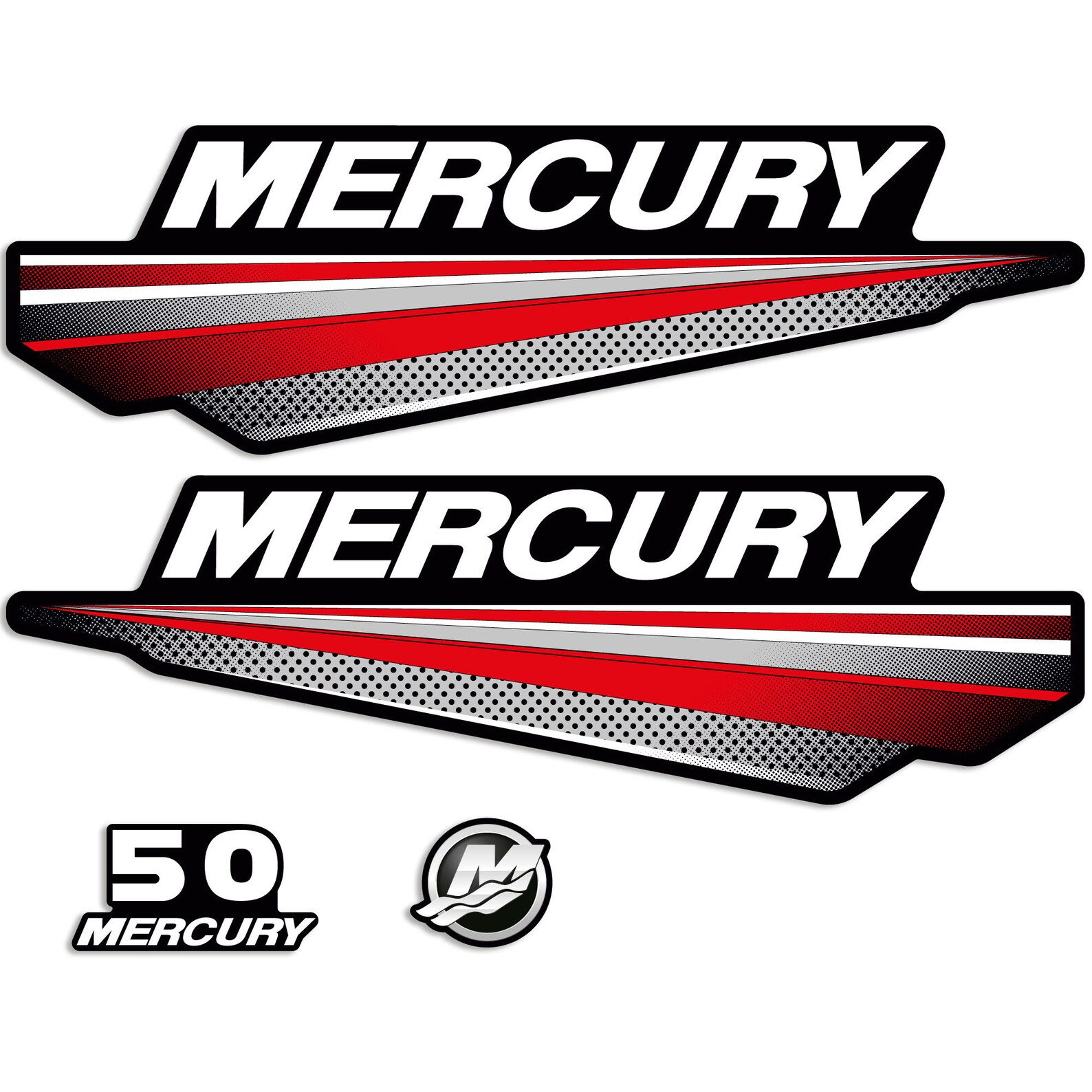 Mercury 50 HP Two Stroke New Model outboard engine decals | Etsy