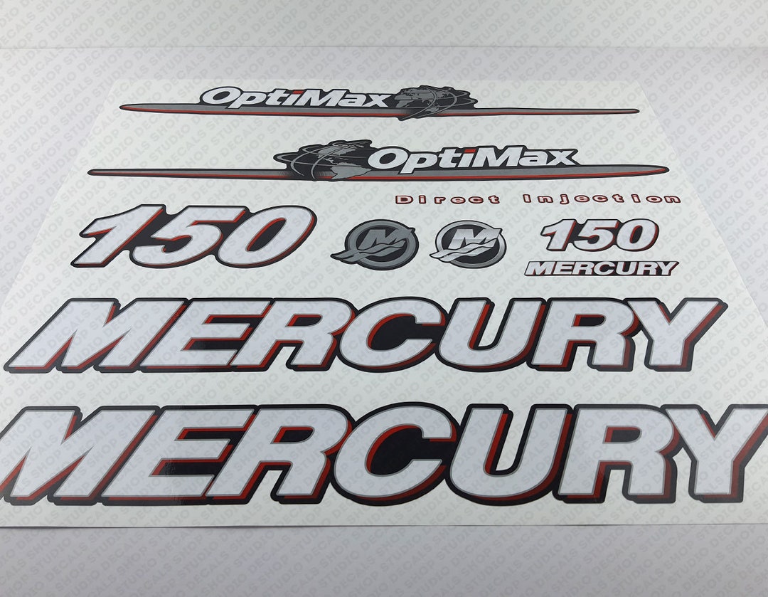 Mercury 150 Hp Optimax Outboard Engine Decals Sticker Set Reproduction ...