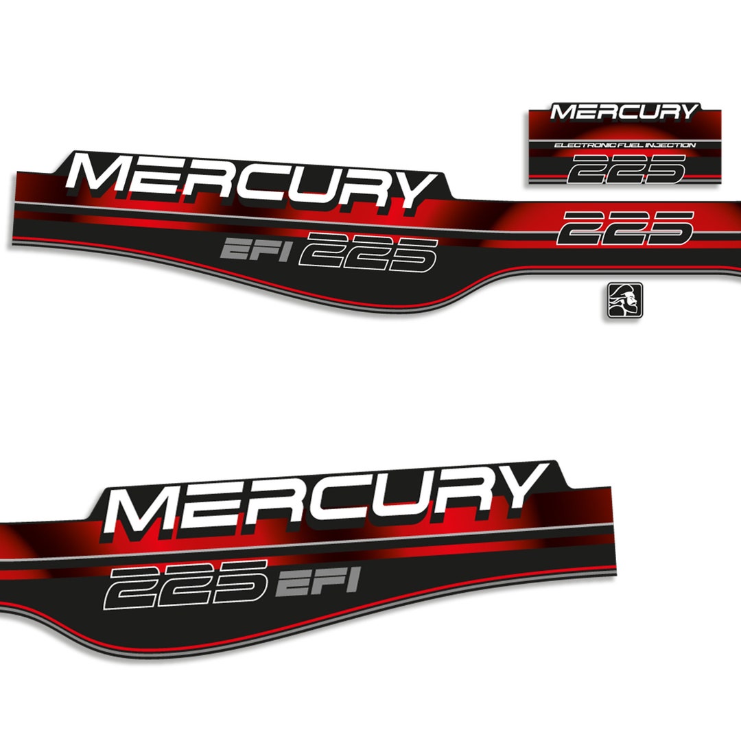 Mercury 225HP EFI 1995-2001 Outboard Engine Decals Sticker Set ...
