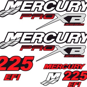 Mercury 225 HP Pro XB Limited Edition Outboard Engine Decals Sticker ...