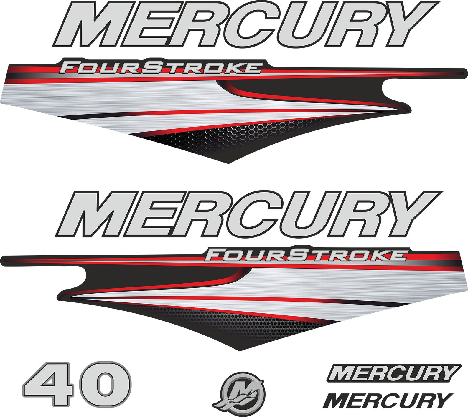 Mercury 40 HP Four Stroke 2013-2017 outboard engine decals | Etsy