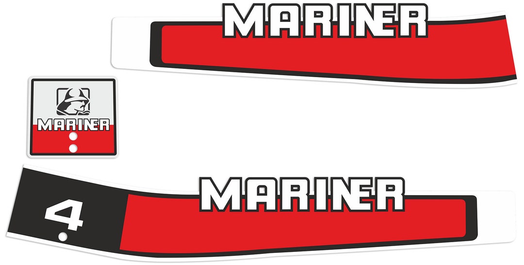 Mariner 4HP 80's Two Stroke Outboard Engine Decals Sticker Set ...