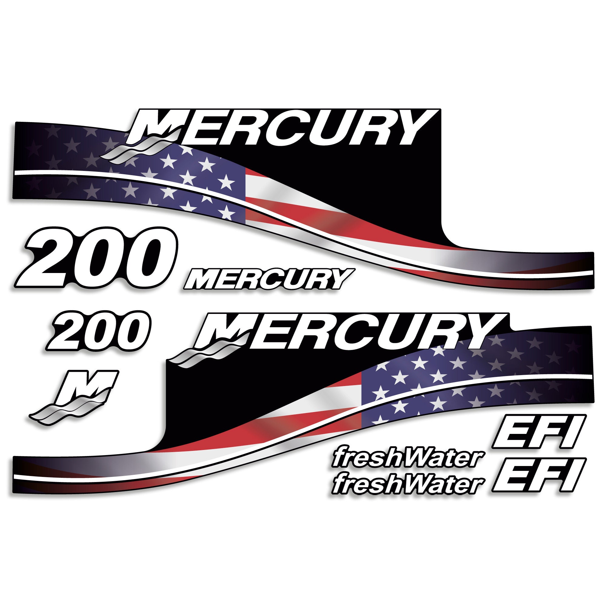 Mercury 200hp EFI FreshWater USA Flag Edition outboard engine | Etsy