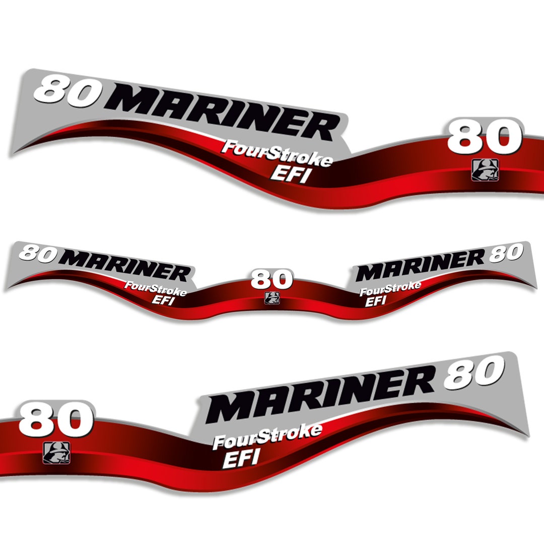 Mariner 80HP Four Stroke EFI 2006-2012 Outboard Engine Decals Sticker ...