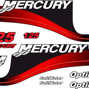 Mercury 125 Hp Optimax Saltwater Outboard Engine Decals Sticker Set ...