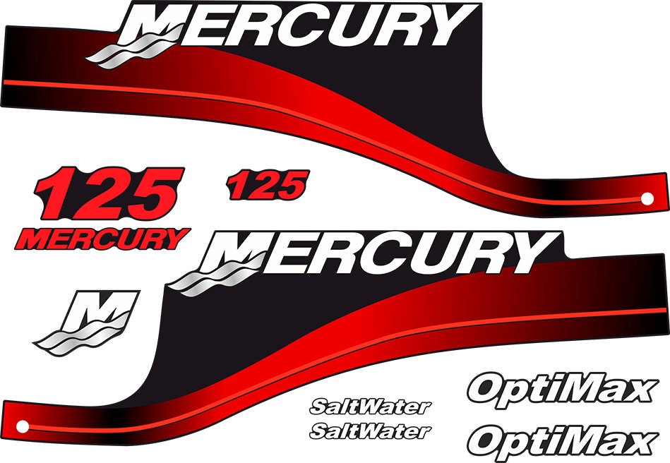 Mercury 125 Hp Optimax Saltwater Outboard Engine Decals Sticker Set ...