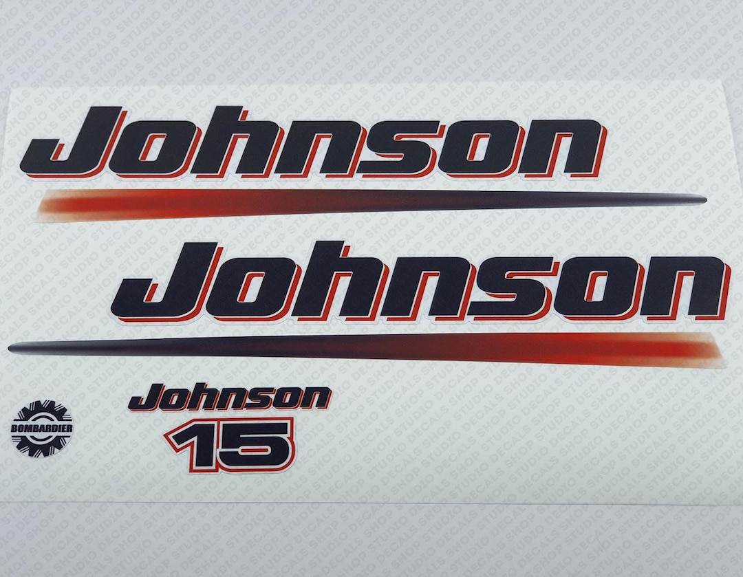Johnson 15HP Two Stroke Outboard Engine Decals Sticker Set Reproduction ...