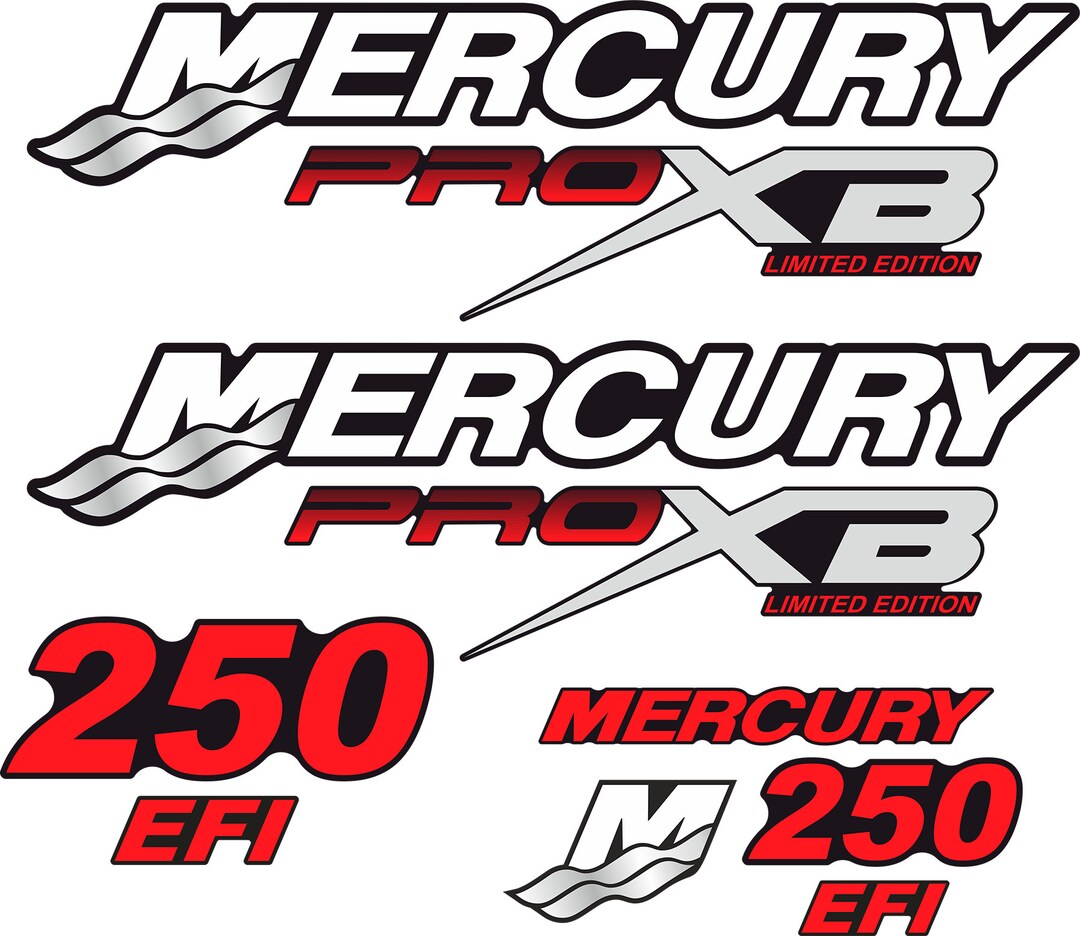 Mercury 250 HP Pro XB Limited Edition Outboard Engine Decals Sticker ...