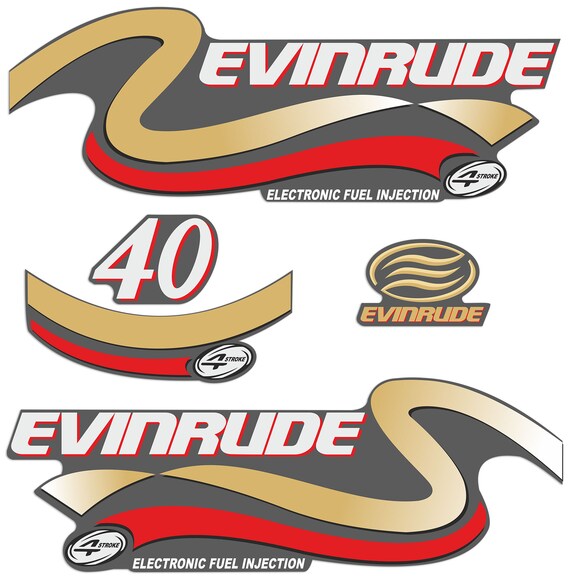 Evinrude 40HP Four Stroke Gold Edition outboard engine decals | Etsy