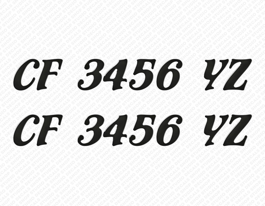 Bullet Matching Font Boat Raised Domed Registration Decals Stickers 22. ...