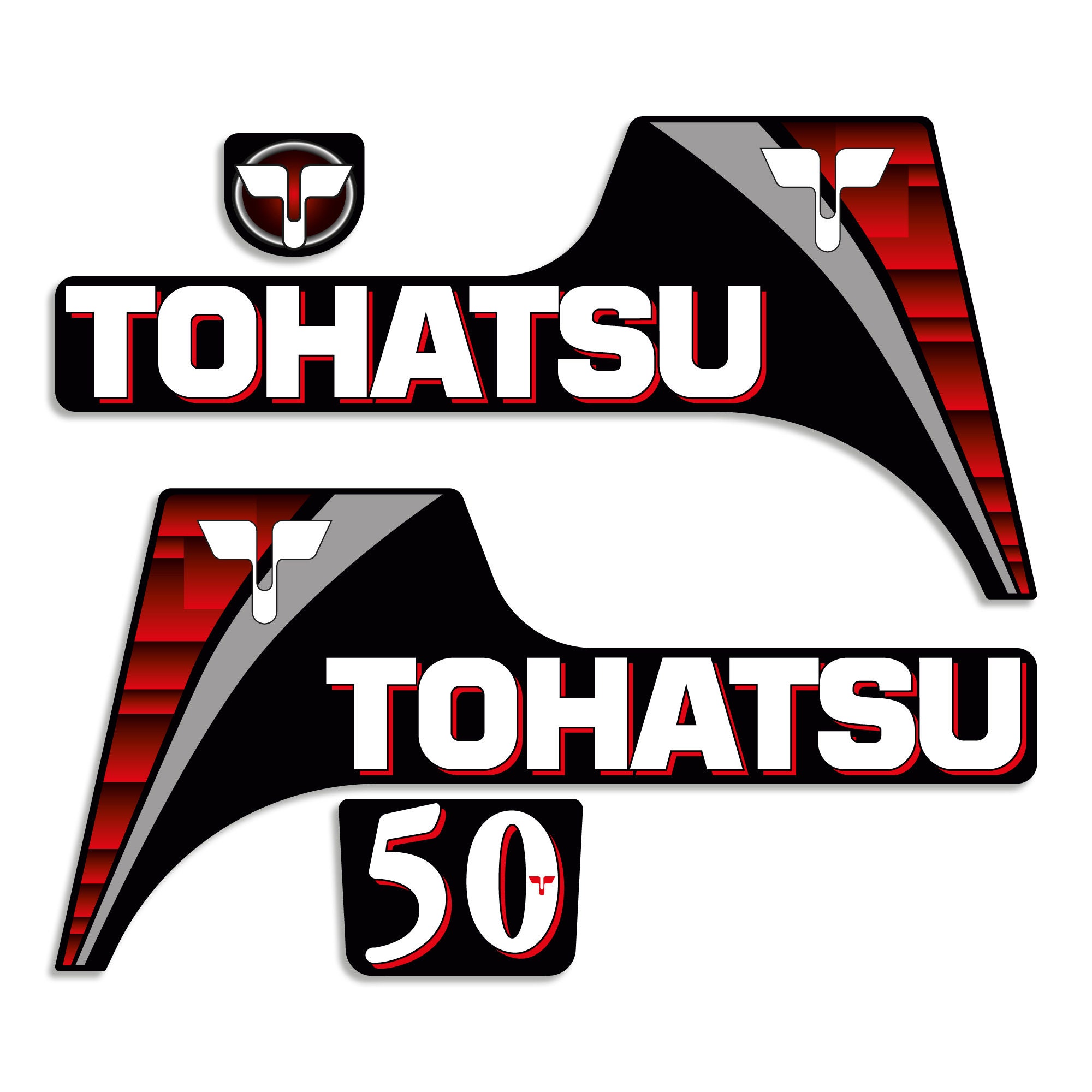 Tohatsu 50 HP Two Stroke Outboard Engine Decals Sticker Set ...