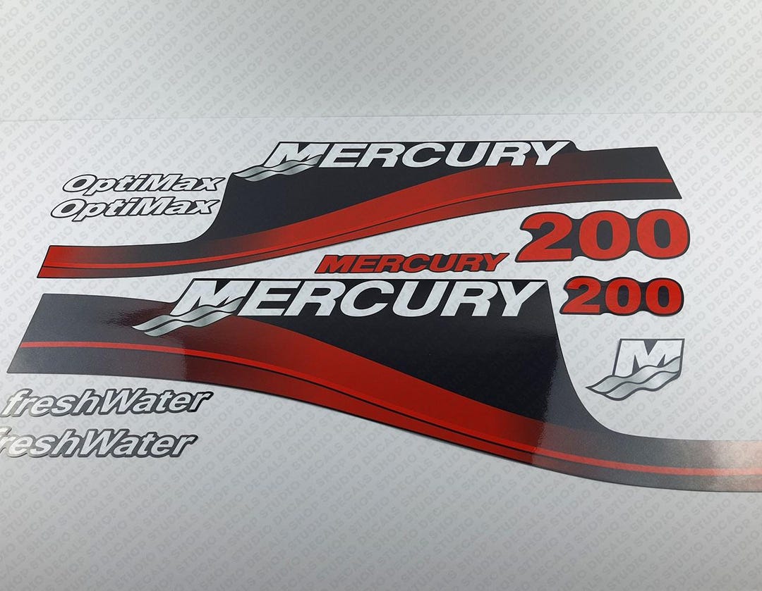 Mercury 200hp Optimax Freshwater Outboard Engine Decals Sticker Set - Etsy