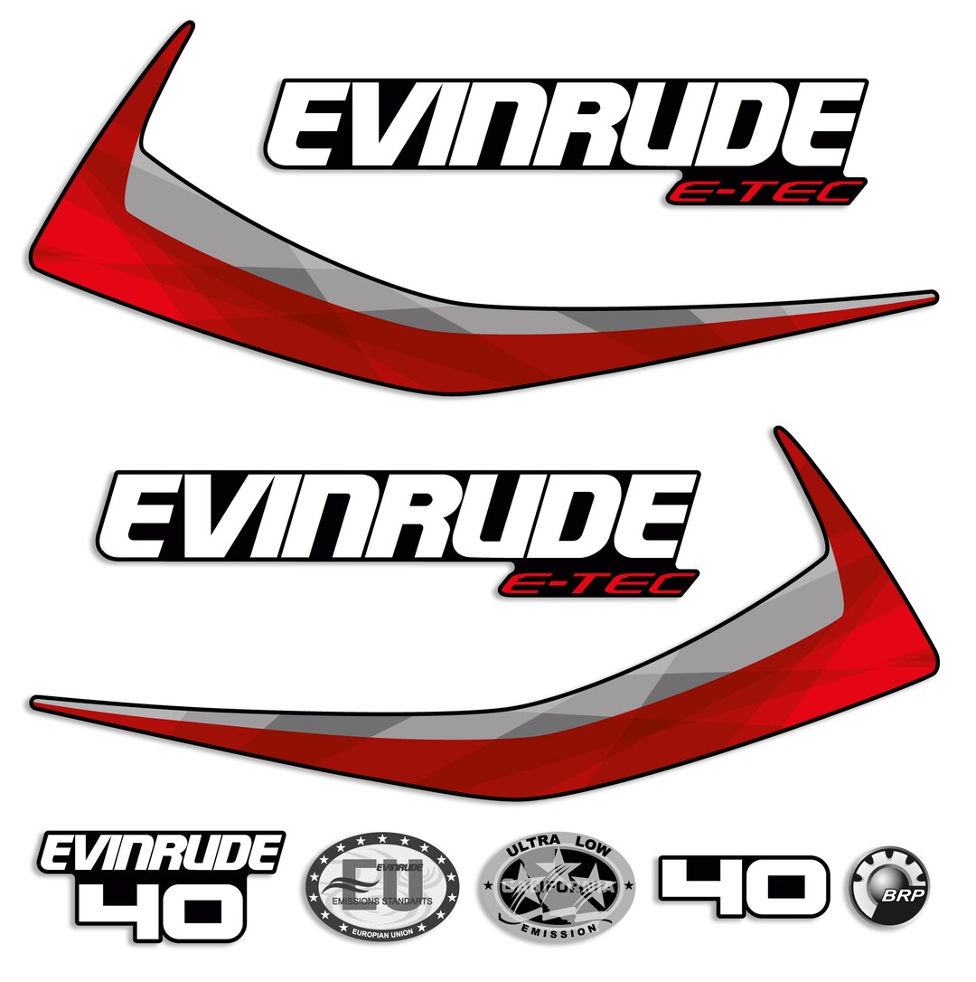 Evinrude 40HP E-tec 2015-2016 Graphite Cowling Outboard Engine Decals ...