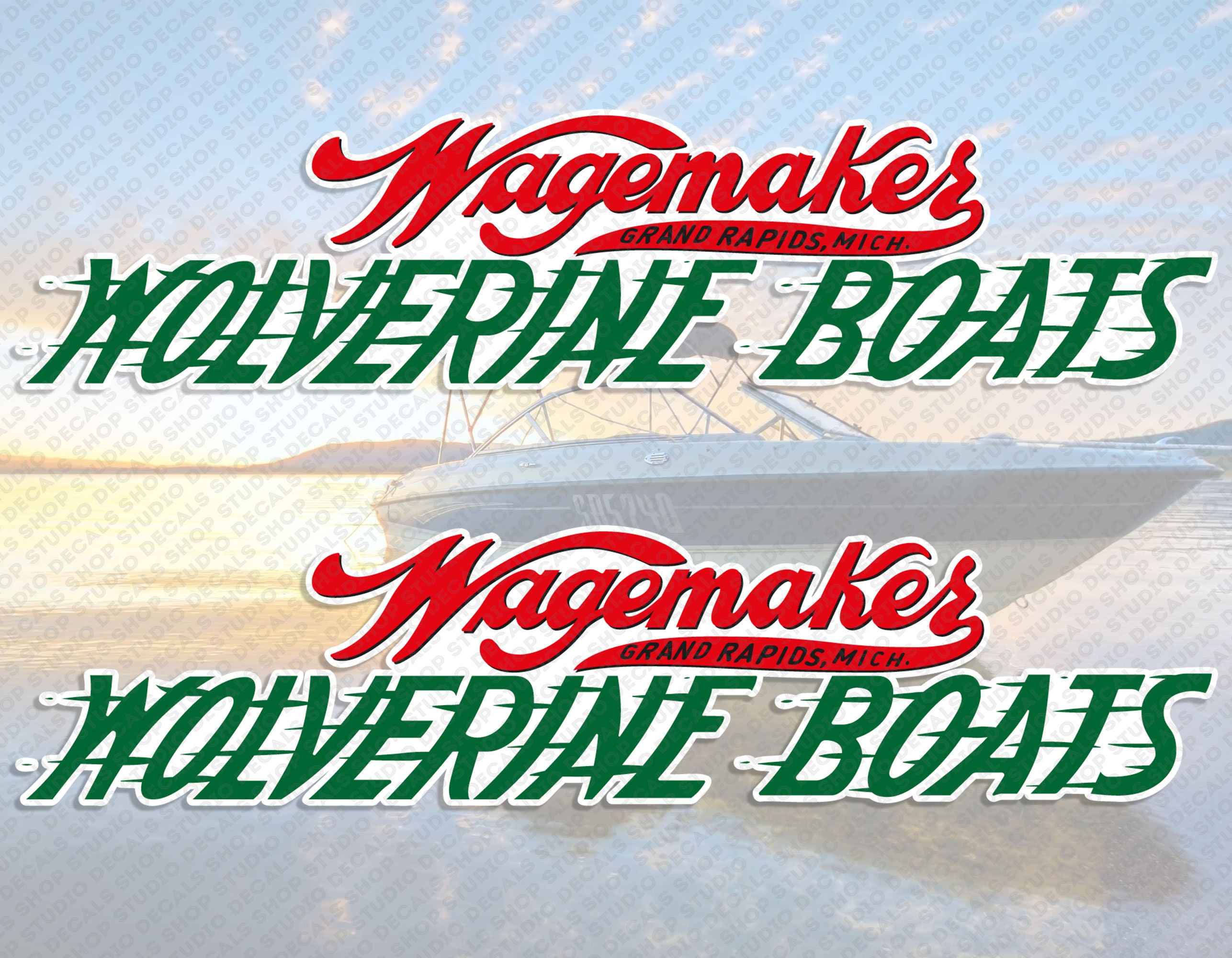Wolverine 1954 Wagemaker Boat Logo Decal Set of 2 X 20 - Etsy