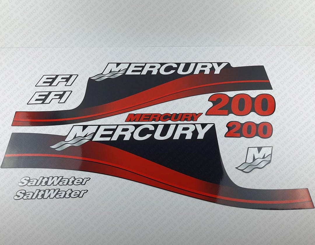Mercury 200hp EFI Saltwater Outboard Engine Decals Sticker Set - Etsy