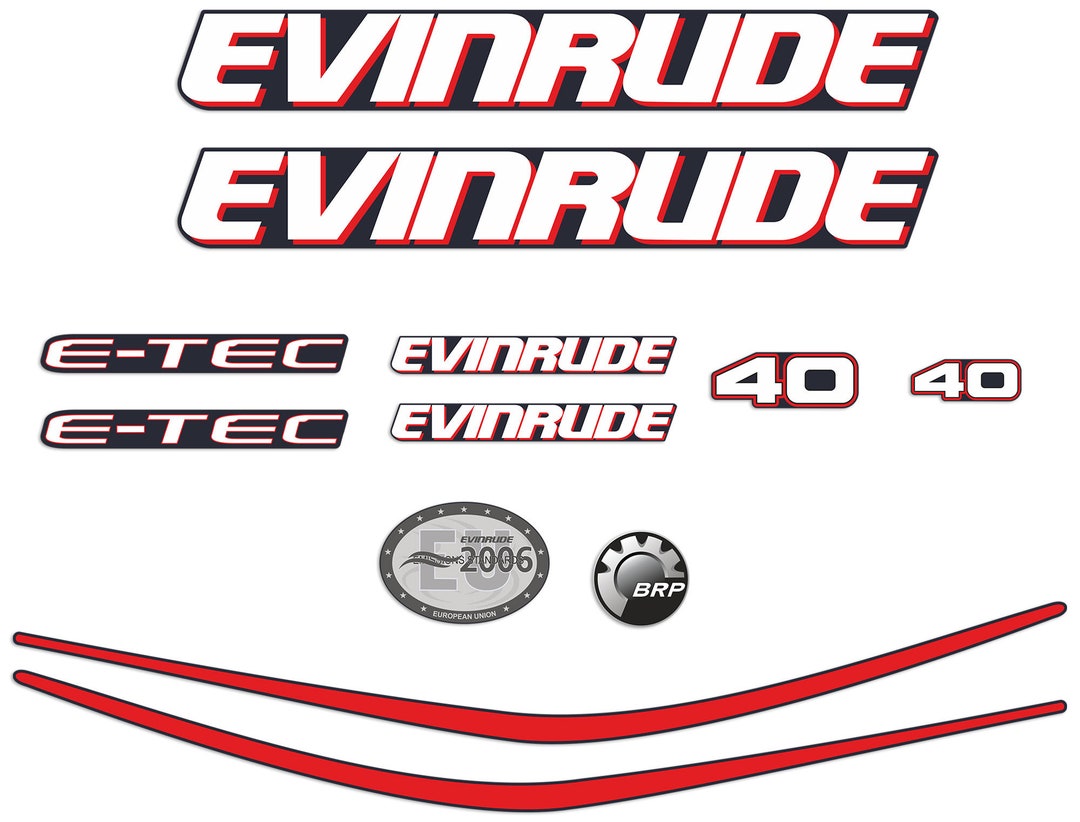 Evinrude 40HP E-tec Outboard Engine Decals Sticker Set Reproduction - Etsy
