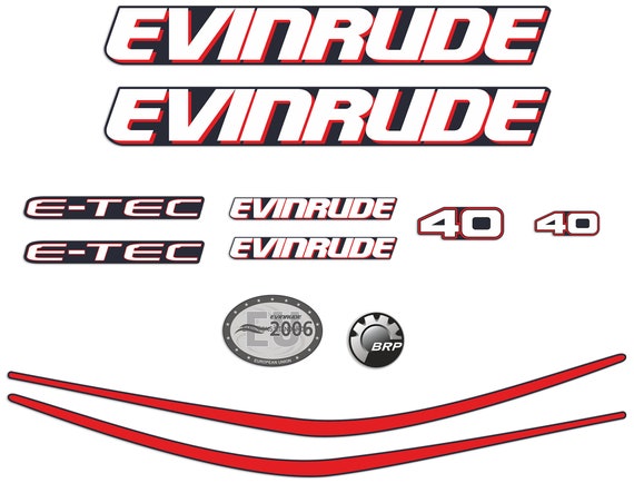 Evinrude 40HP E-tec Outboard Engine Decals Sticker Set | Etsy