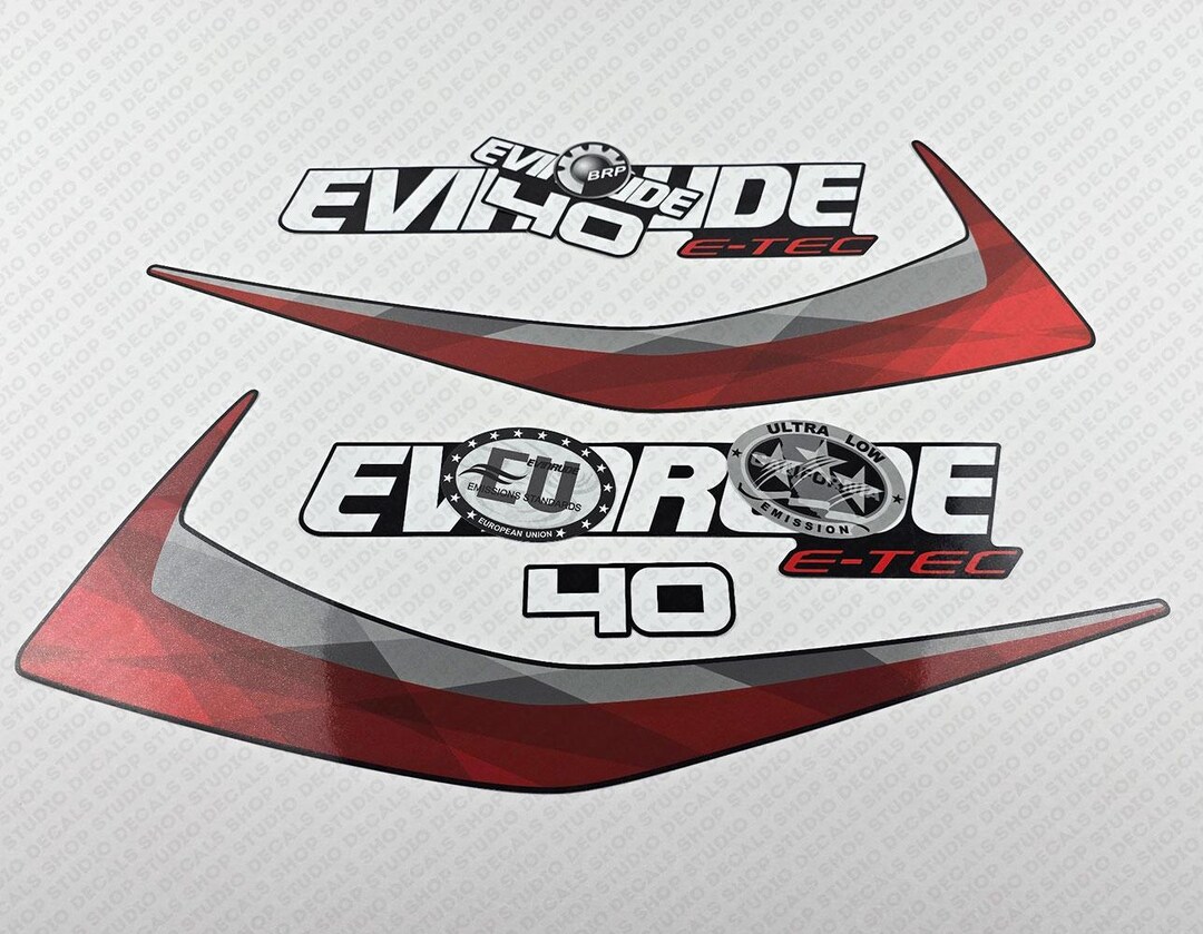 Evinrude 40HP E-tec 2015-2016 Graphite Cowling Outboard Engine Decals ...