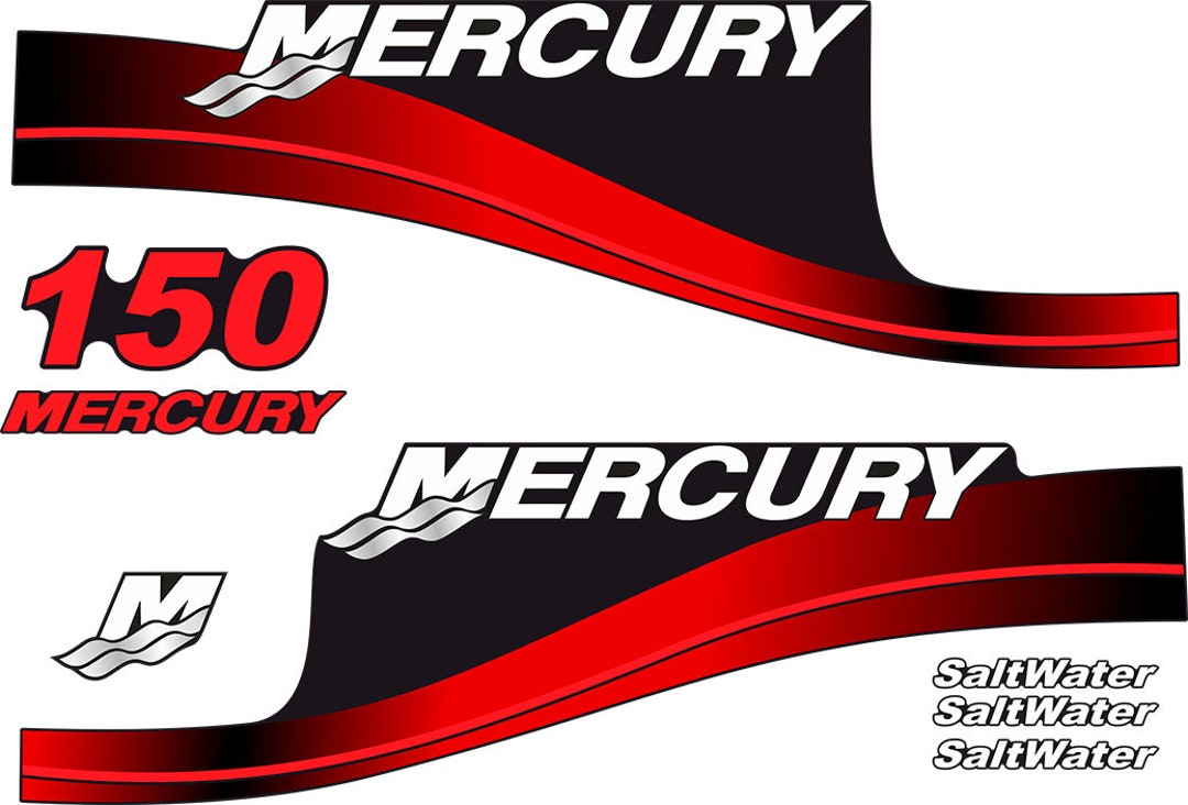 Mercury 150hp Saltwater Edition Outboard Engine Decals Sticker Set - Etsy