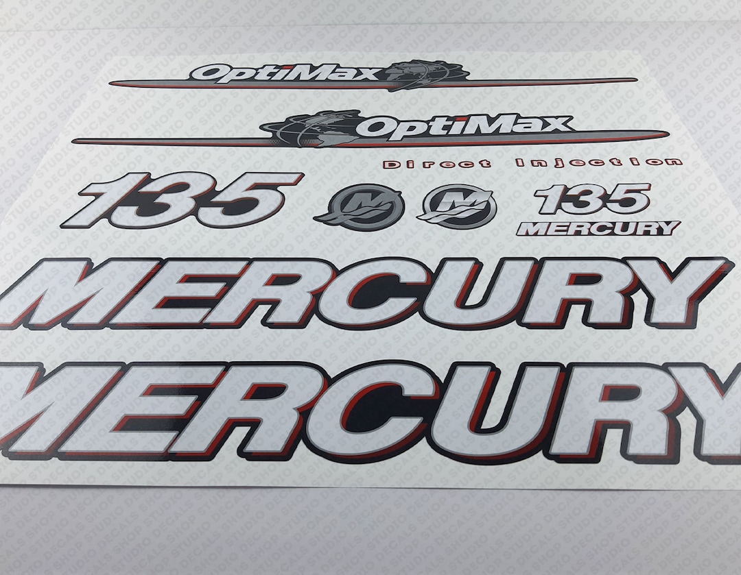Mercury 135 Hp Optimax Outboard Engine Decals Sticker Set Reproduction ...