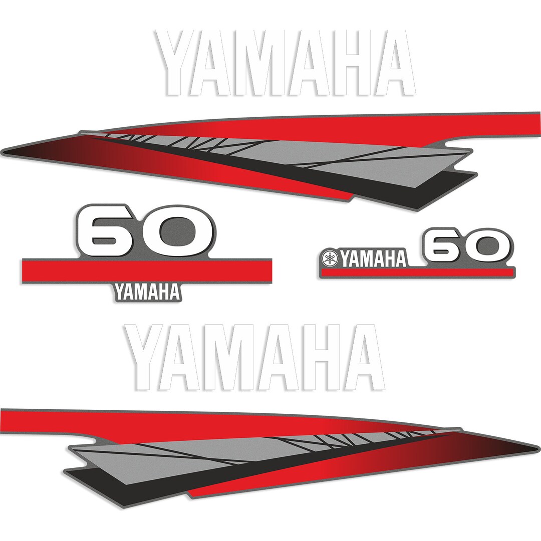 Yamaha 60 HP Two Stroke Outboard Engine Decals Sticker Set Reproduction ...