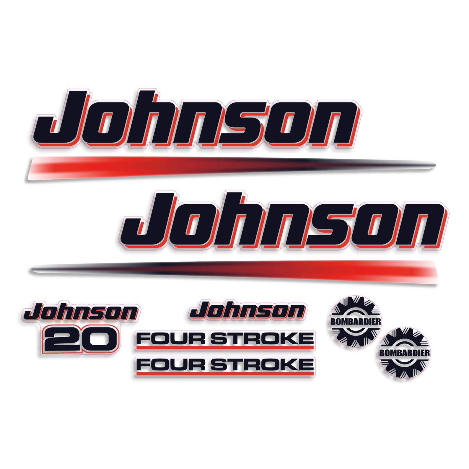 Johnson 20HP Four Stroke Outboard Engine Decals Sticker Set ...