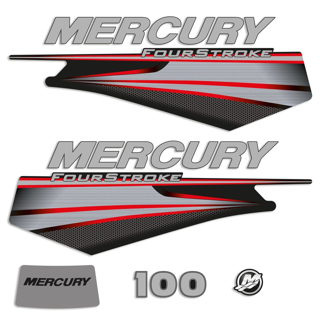 Mercury 100 HP Four Stroke 2013 2017 Outboard Engine Decals Sticker Set ...