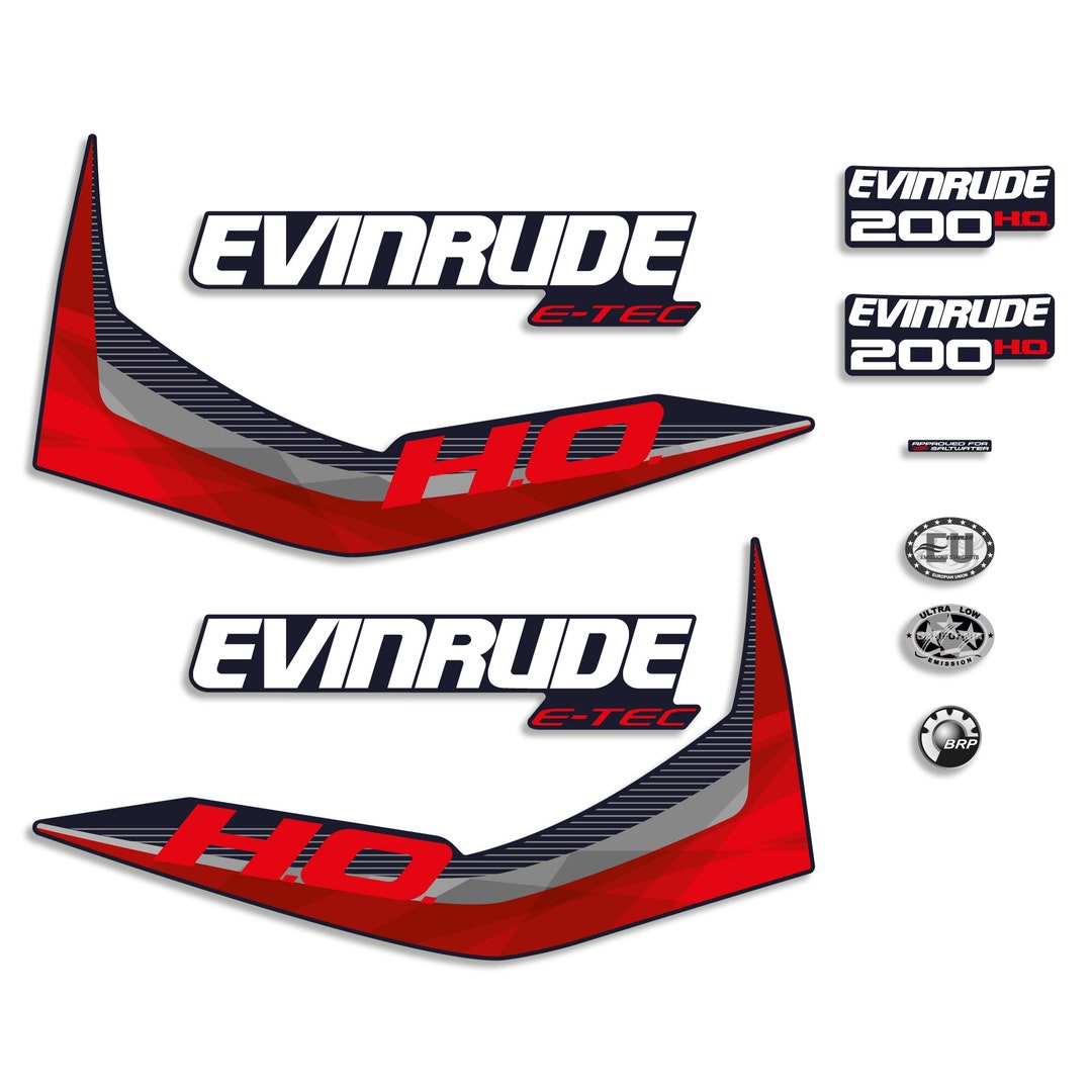 Evinrude 200HP E-tec HO 2011-2014 Blue Cowling Outboard Engine Decals ...