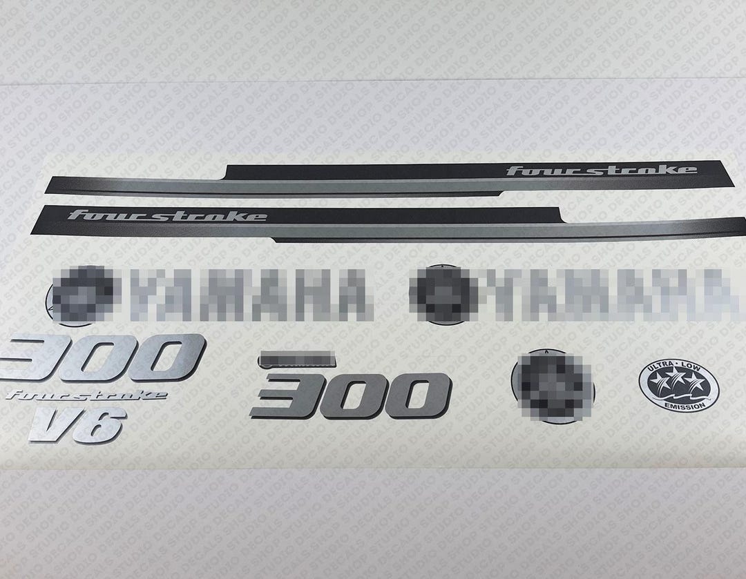 Yamaha 300 HP V6 Four Stroke 2013 Outboard Engine Decals Sticker Set ...