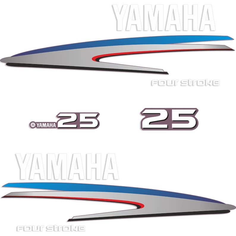 Yamaha 25 HP Four Stroke Outboard Engine Decals Sticker Set ...