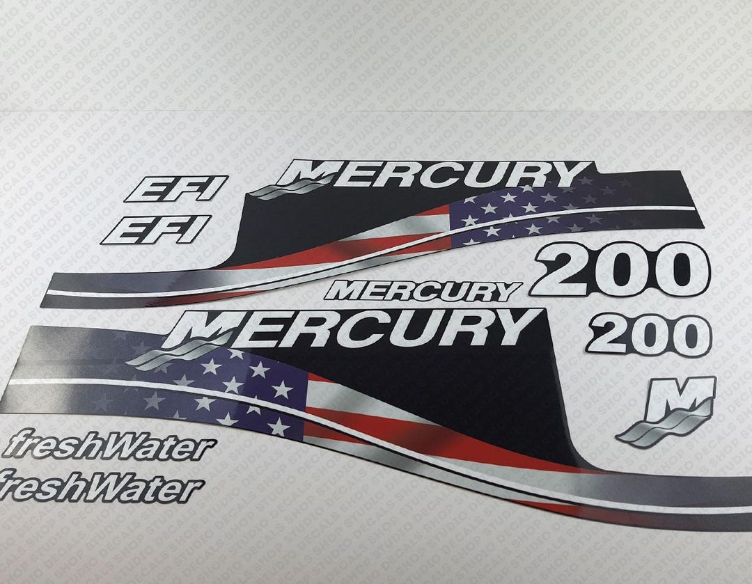 Mercury 200hp EFI Freshwater USA Flag Edition Outboard Engine Decals ...