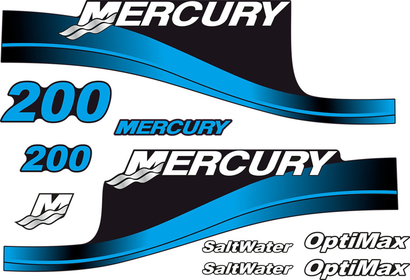Mercury 200hp Optimax Saltwater Outboard Engine Decals Sticker | Etsy