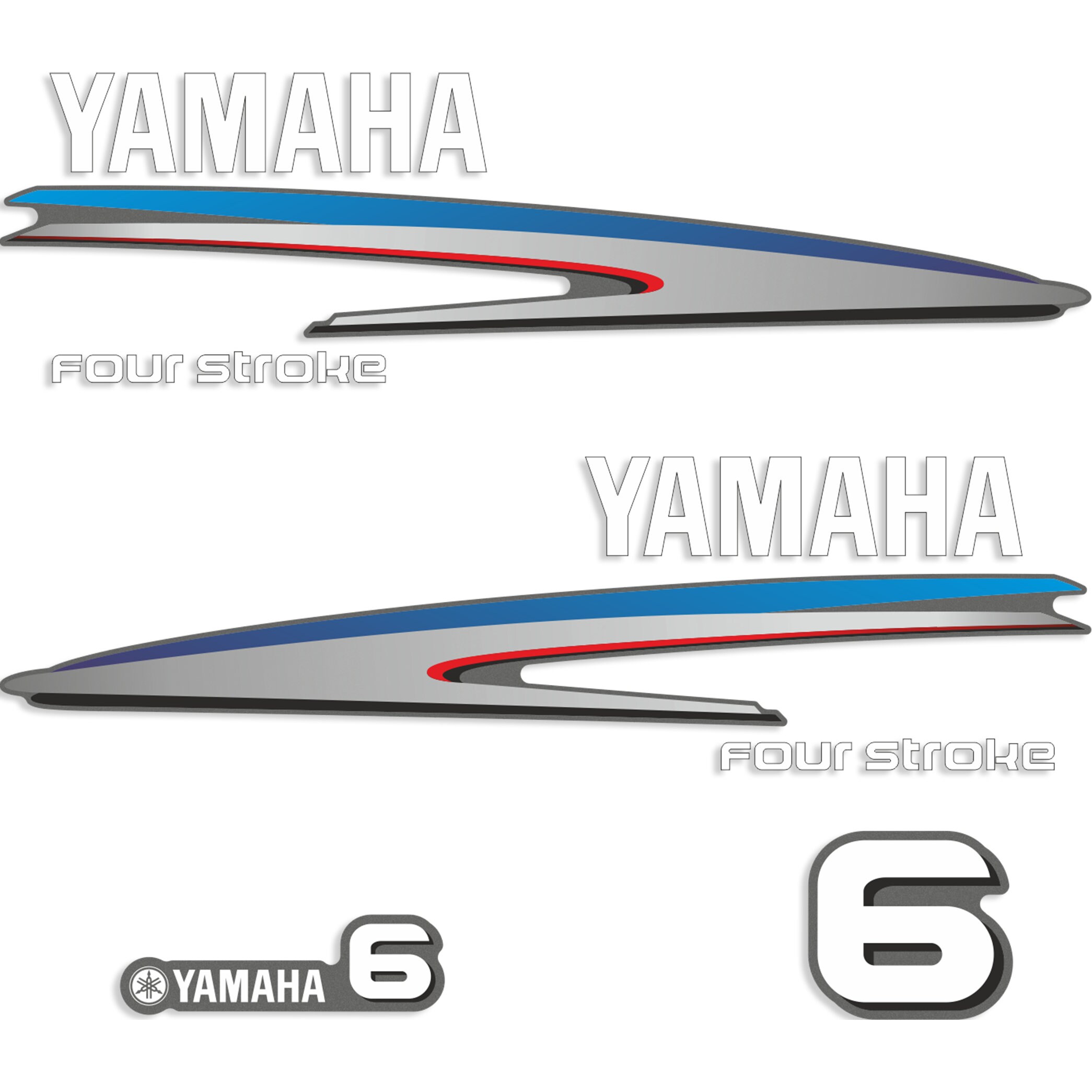 Yamaha 6 HP Four Stroke Outboard Engine Decals Sticker Set Reproduction ...