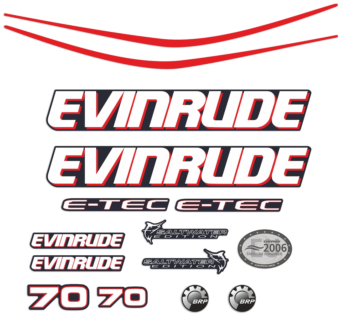 Evinrude 70HP E-tec Outboard Engine Decals Sticker Set Reproduction - Etsy