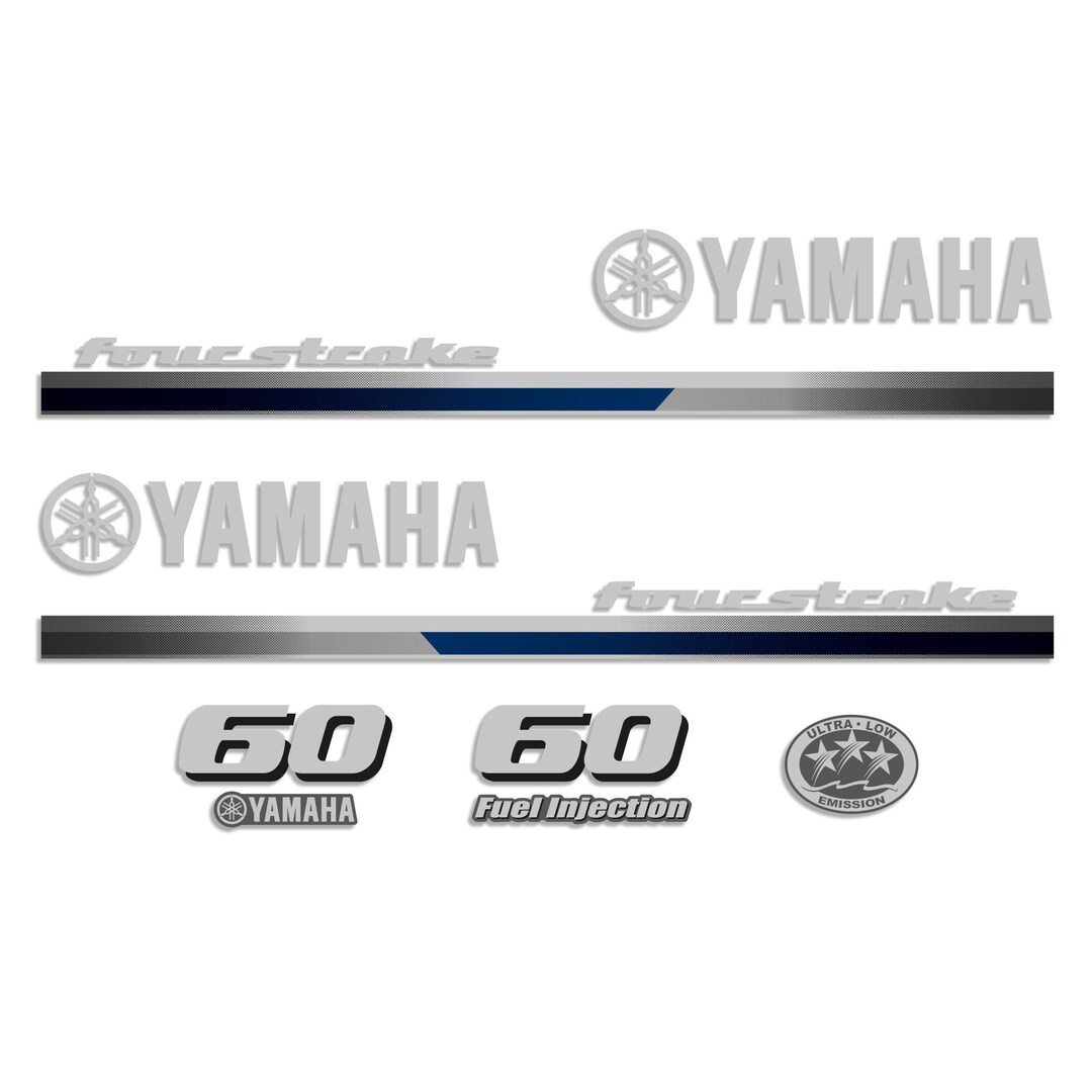 Yamaha 60 HP Four Stroke 2013 Outboard Engine Decals Sticker Set ...