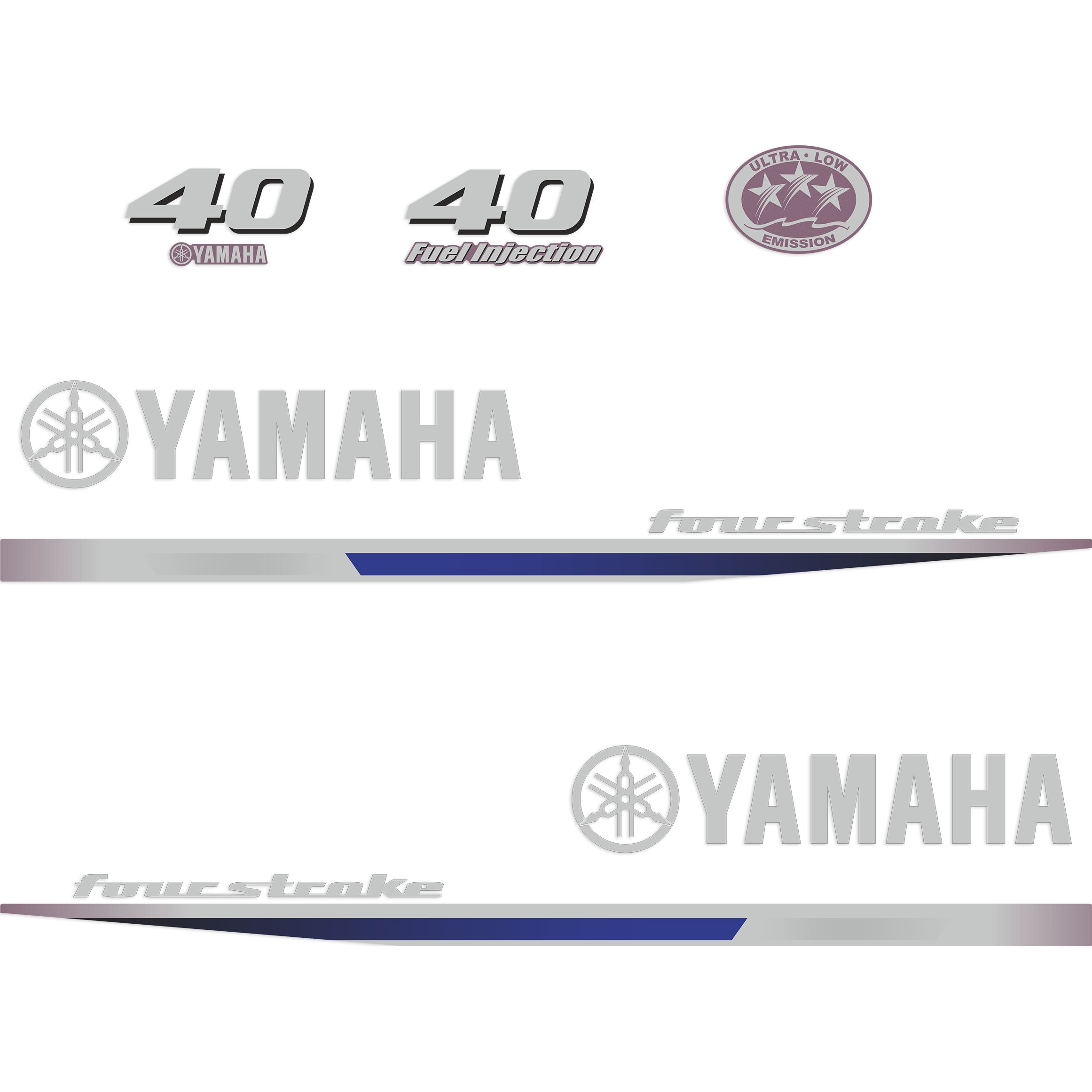 Yamaha 40 HP Four Stroke 2013 Outboard Engine Decals Sticker Set ...