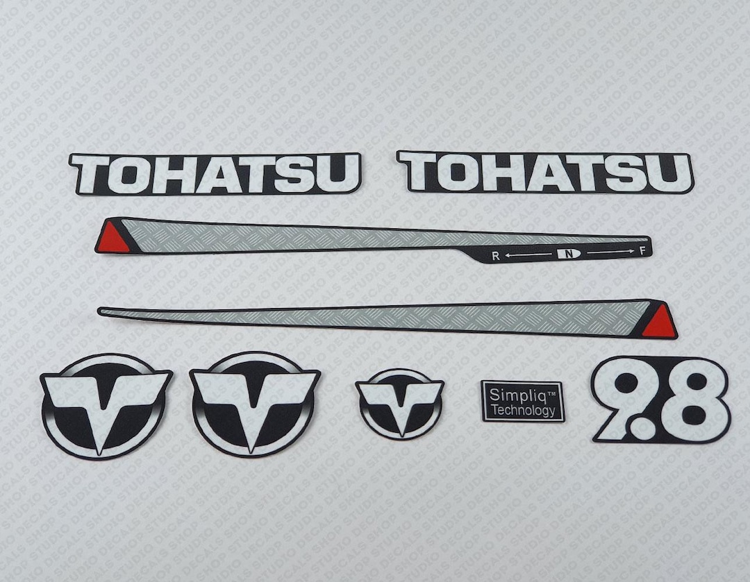 Tohatsu 9.8 HP Two Stroke Outboard Engine Decals Sticker Set ...