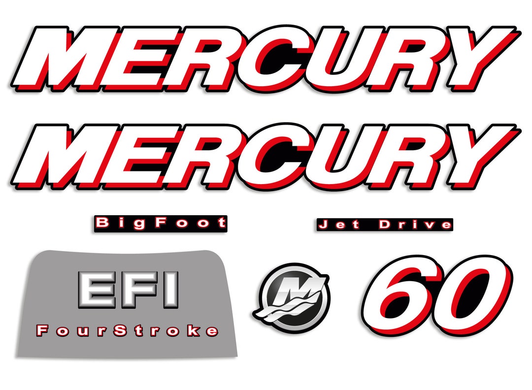 Mercury 60 HP Four Stroke EFI 2006 2010 Set Outboard Engine Decals ...